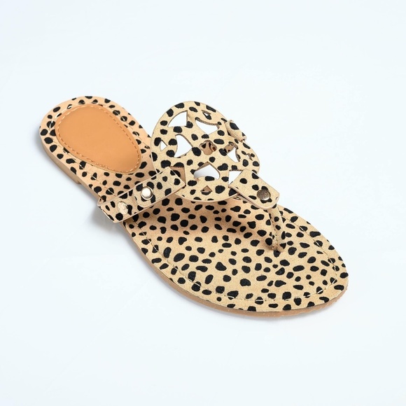 Pierre Dumas | Shoes | Cheetah Print Faux Suede Medallion Thong Flat ...